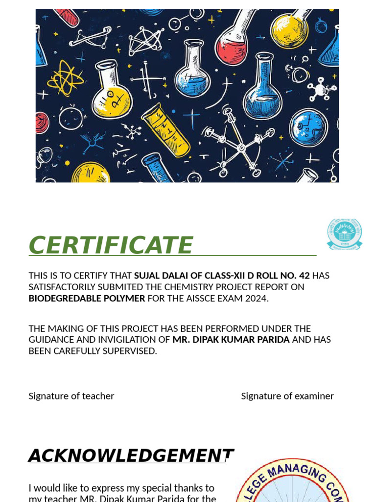 Chemistry Project | PDF | Polymers | Biodegradation