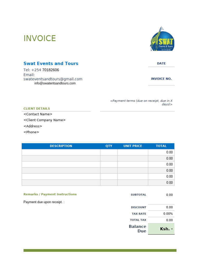 Swat Events and Tours Invoice | PDF