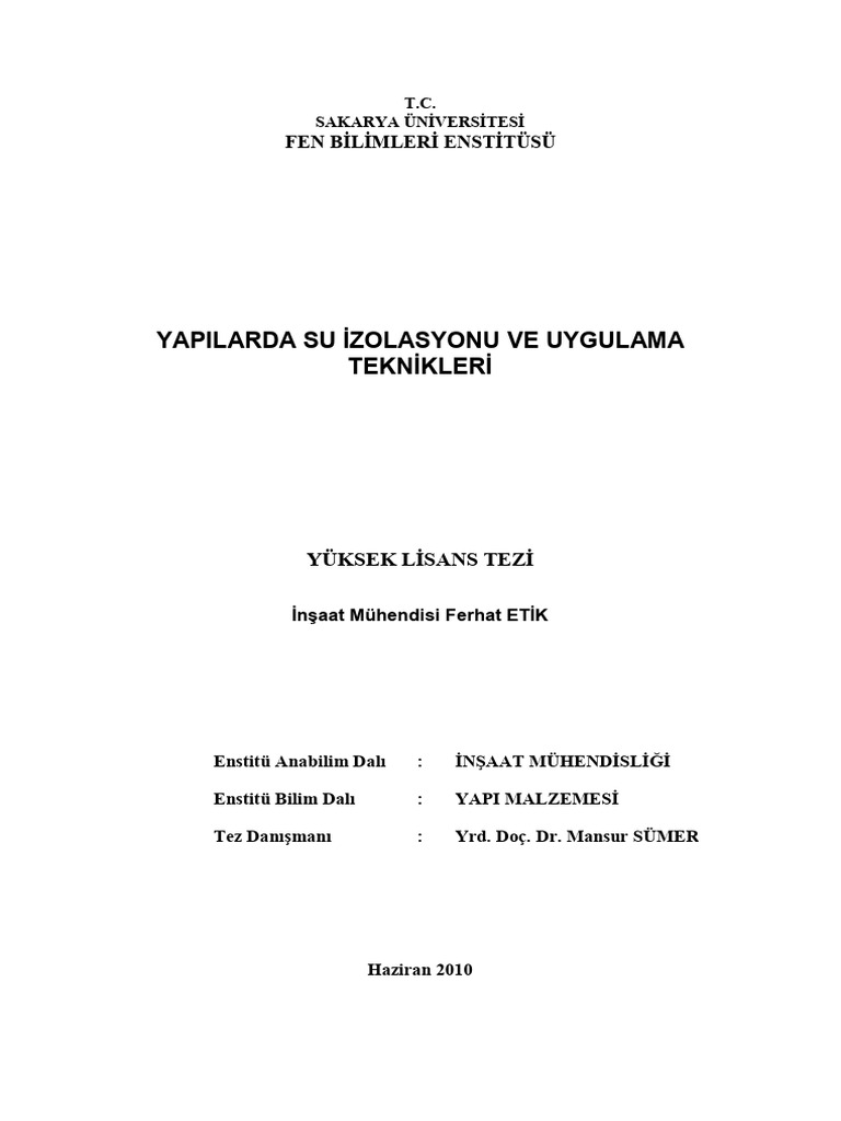 Yapilarda Su İzolasyonu Ve Uygulama | PDF