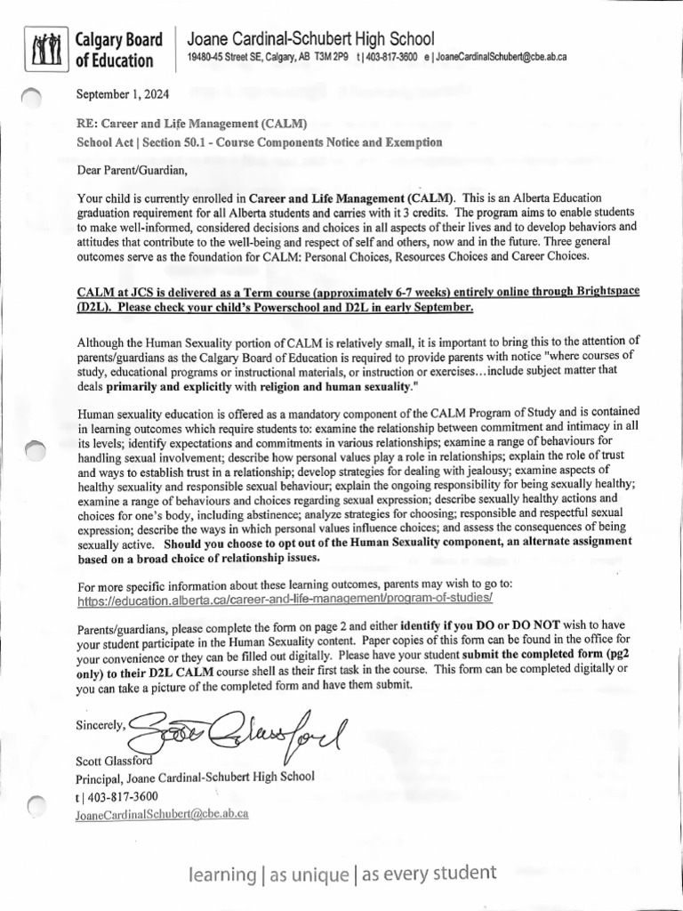 2024-2025 CALM Form | PDF