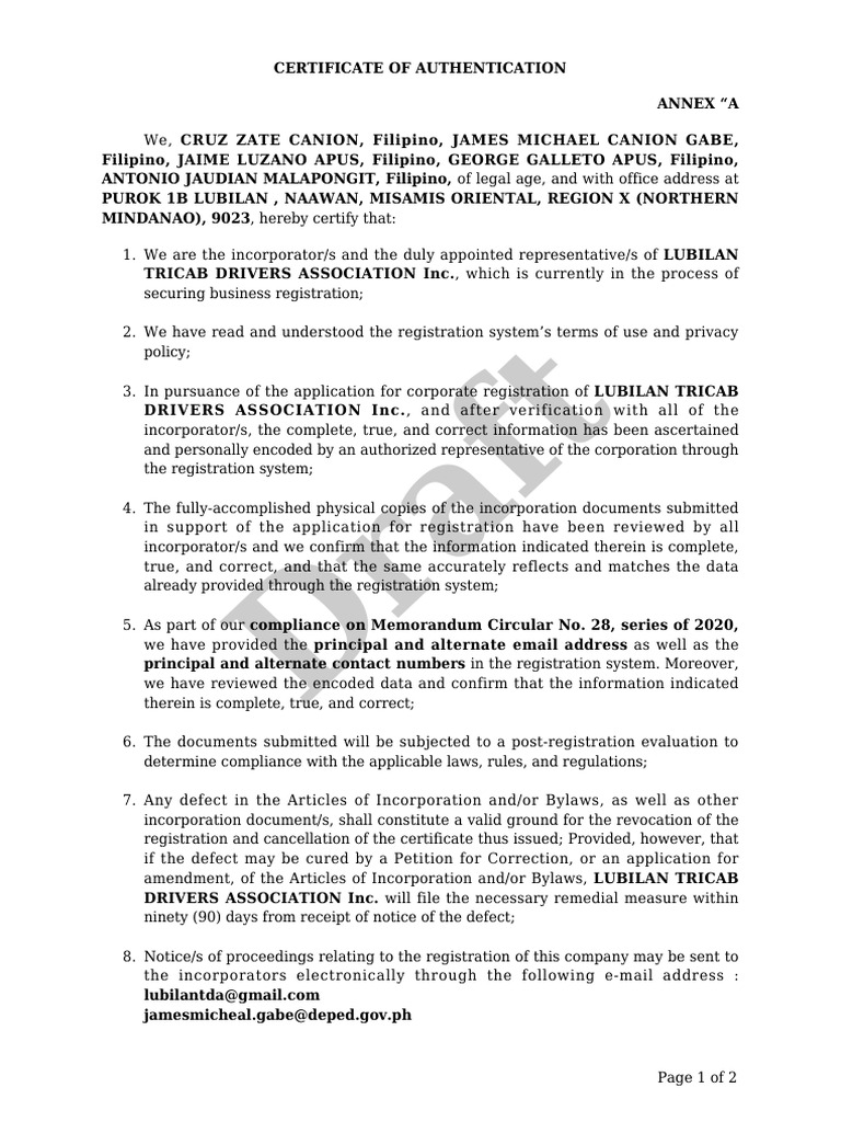 Certificate of Authentication | PDF | Justice | Crime & Violence