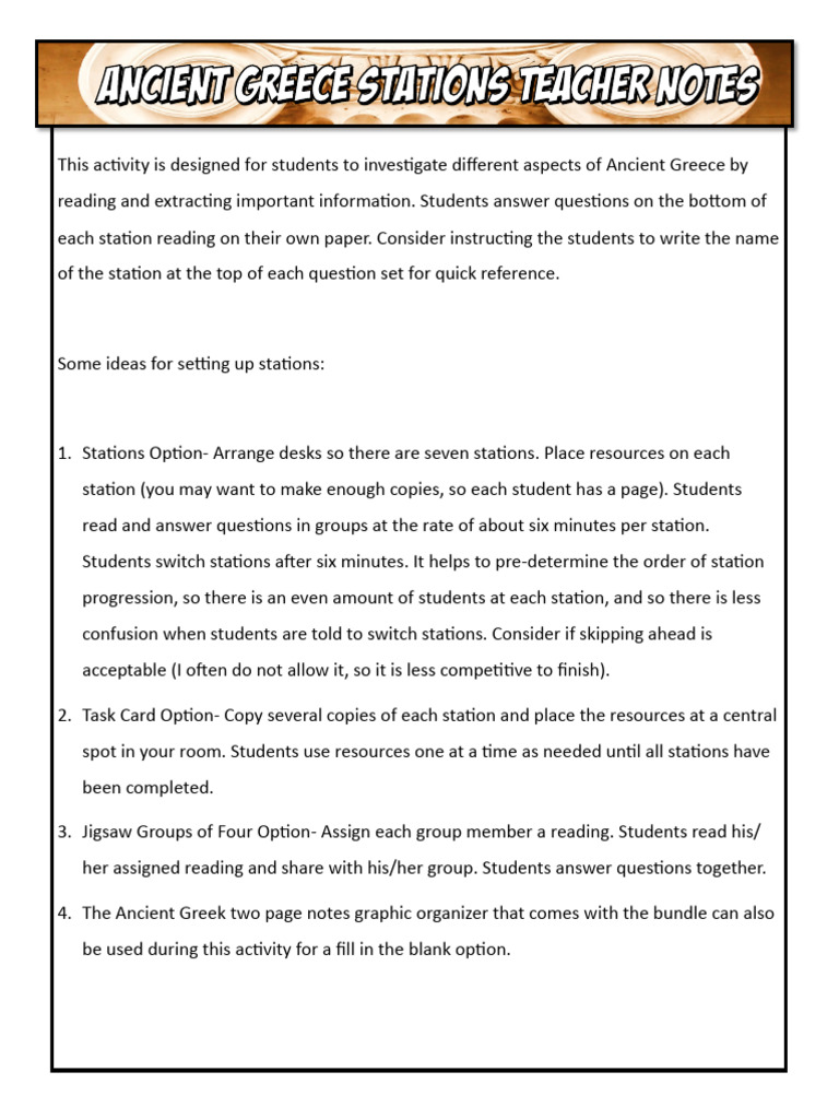 Day 38-Ancient Greece Stations | PDF | Ancient Greece | Twelve Olympians