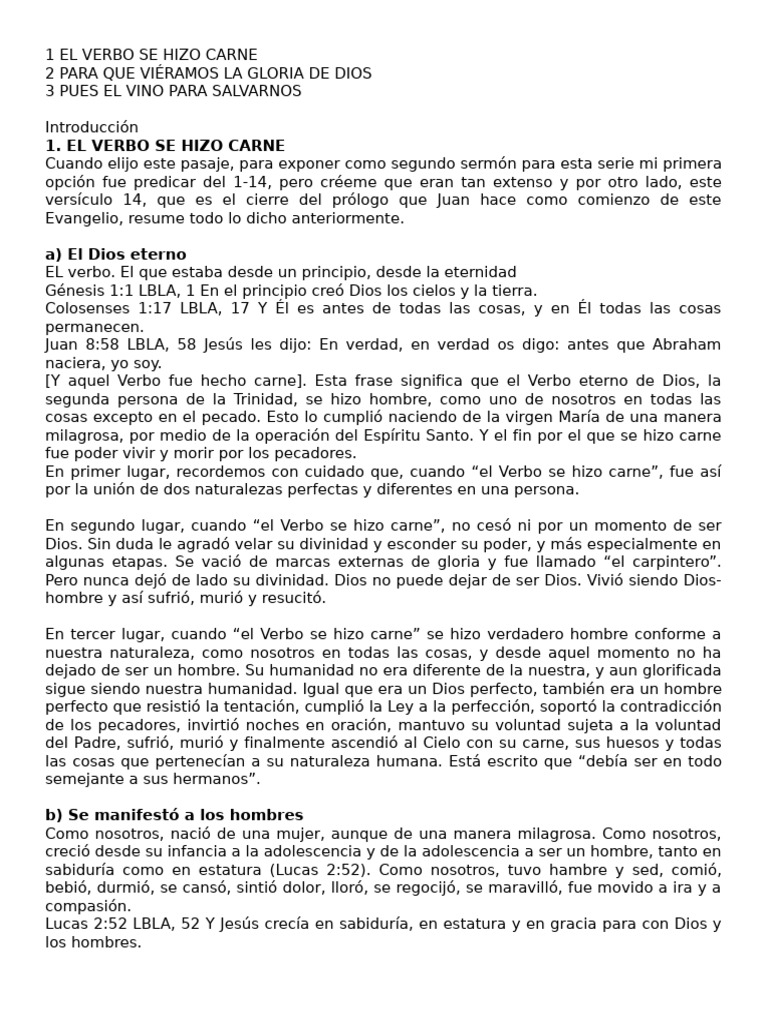 El Verbo Se Hizo Carne | PDF | Cristo (título) | María, madre de Jesús