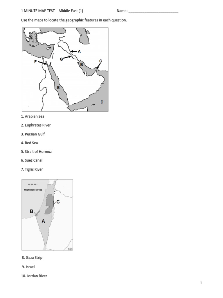 Middle East Geography Quiz | PDF