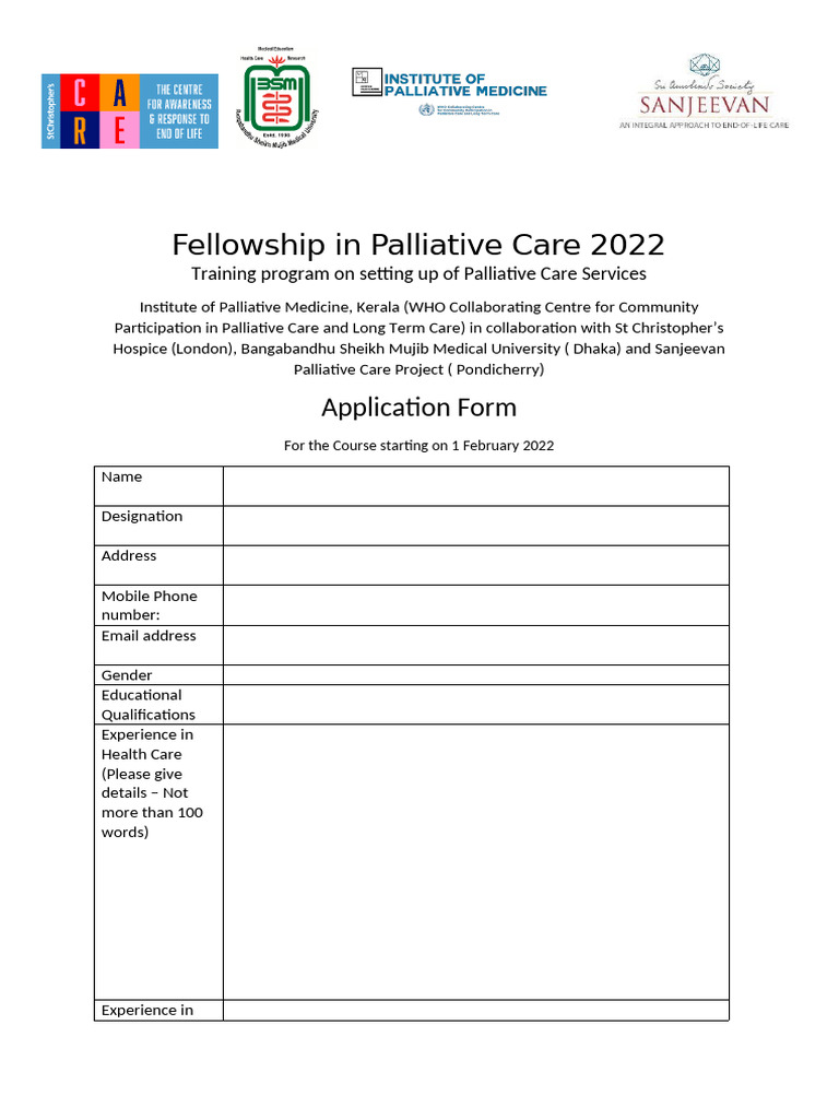 Sanjeevan Palliative Care Fellowship 2022 | PDF