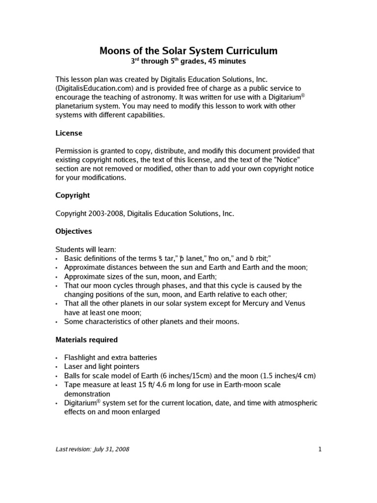 Moons Solar System | PDF | Natural Satellite | Planets