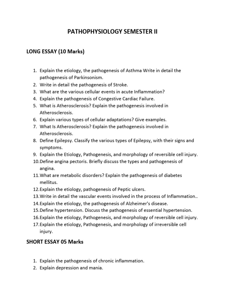 Brainkart - Pathophysiology - Important Questions - Bin | PDF ...