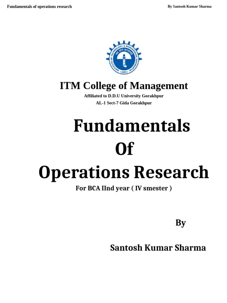 BCA-IInd Yr Operations Research Unit-I | PDF | Linear Programming | Mathematical Optimization