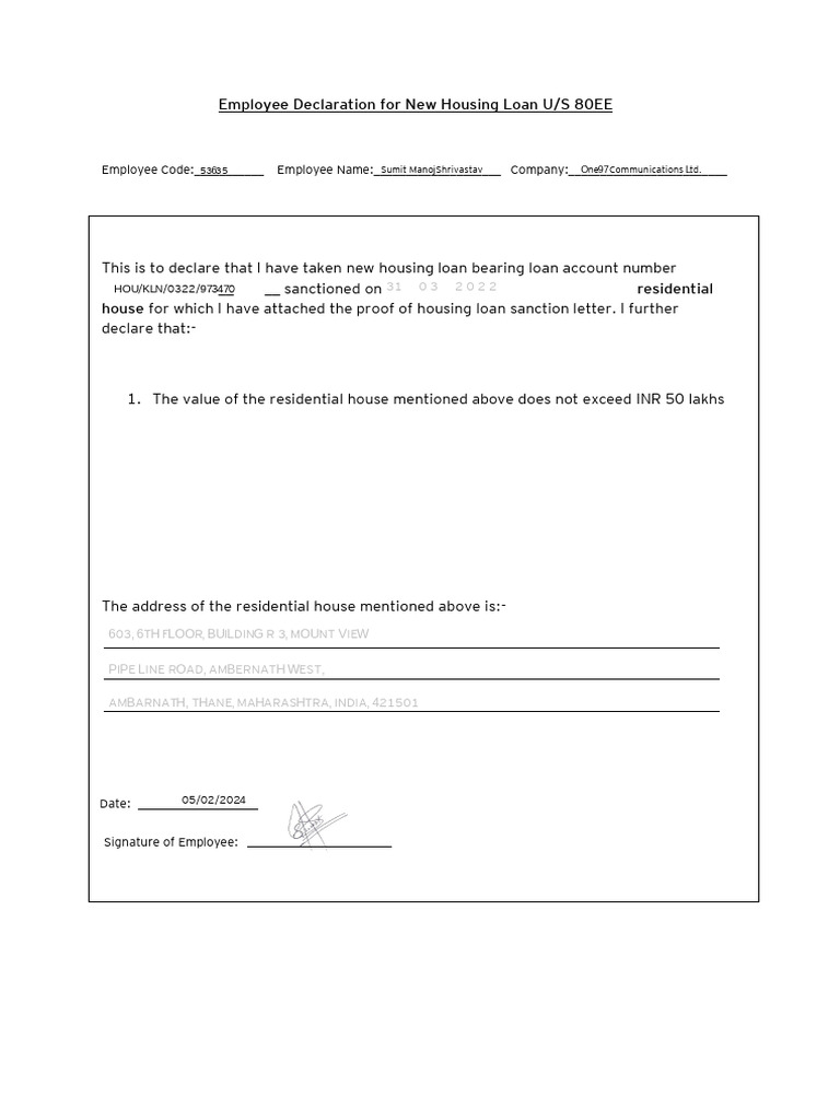 Declaration u_s 80EE (1) (1) | PDF