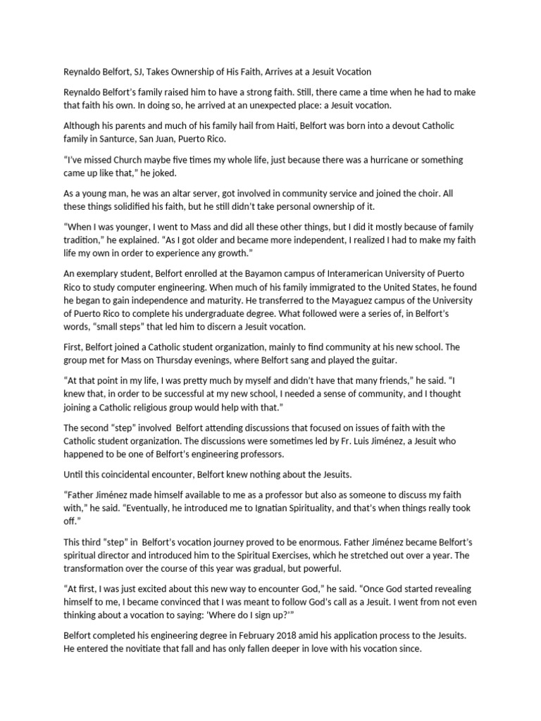 Reynaldo Belfort Pierrilus Story FINAL | PDF