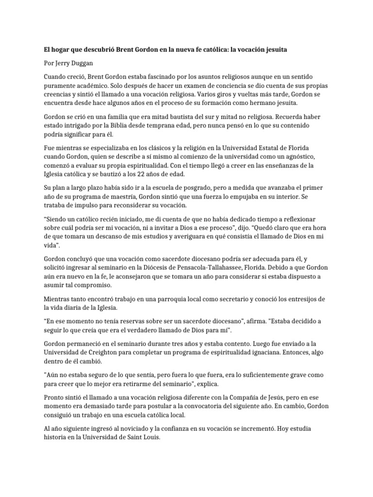 Spanish Version Brent Gordon Story Draft TM, BG | PDF | Seminario | Dios