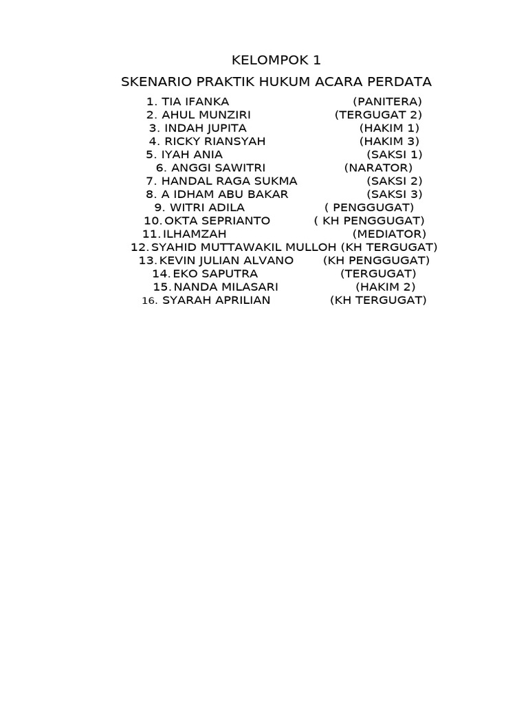 Simulasi Persidangan Wanprestasi Perdata | PDF