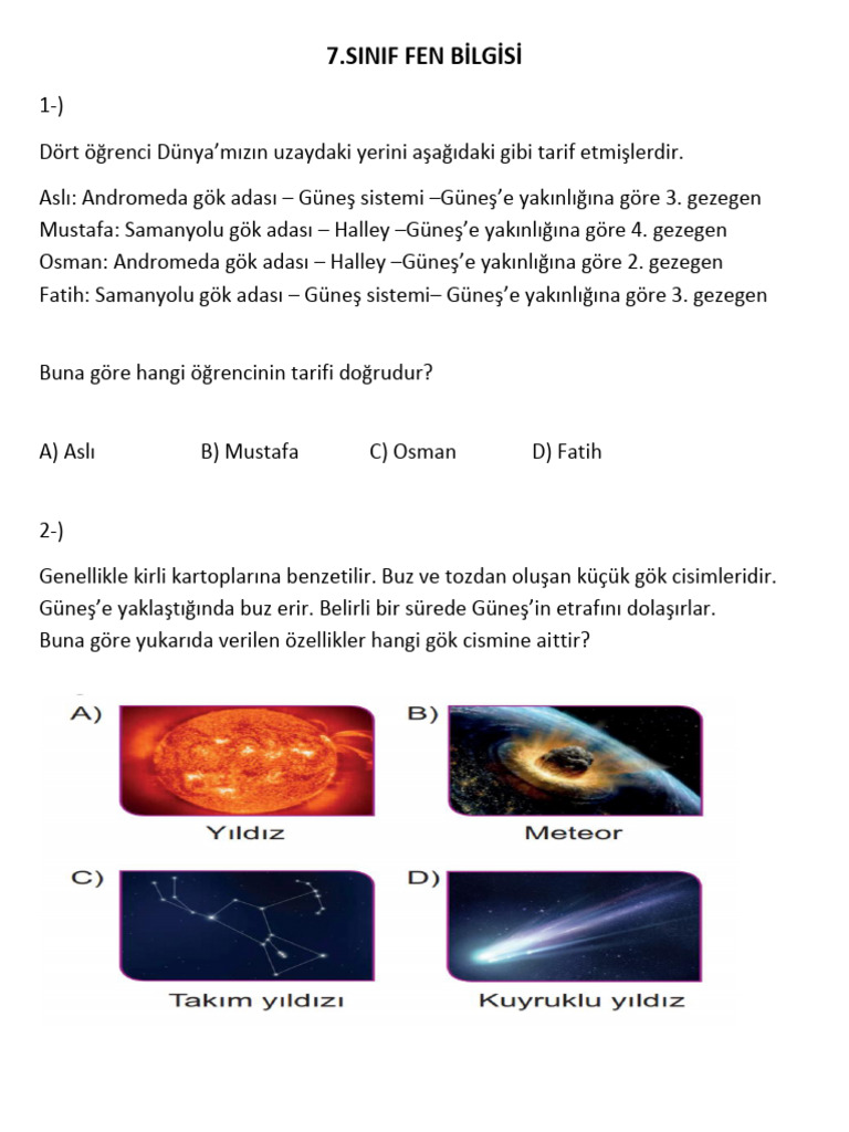 7.sinif Fen | PDF