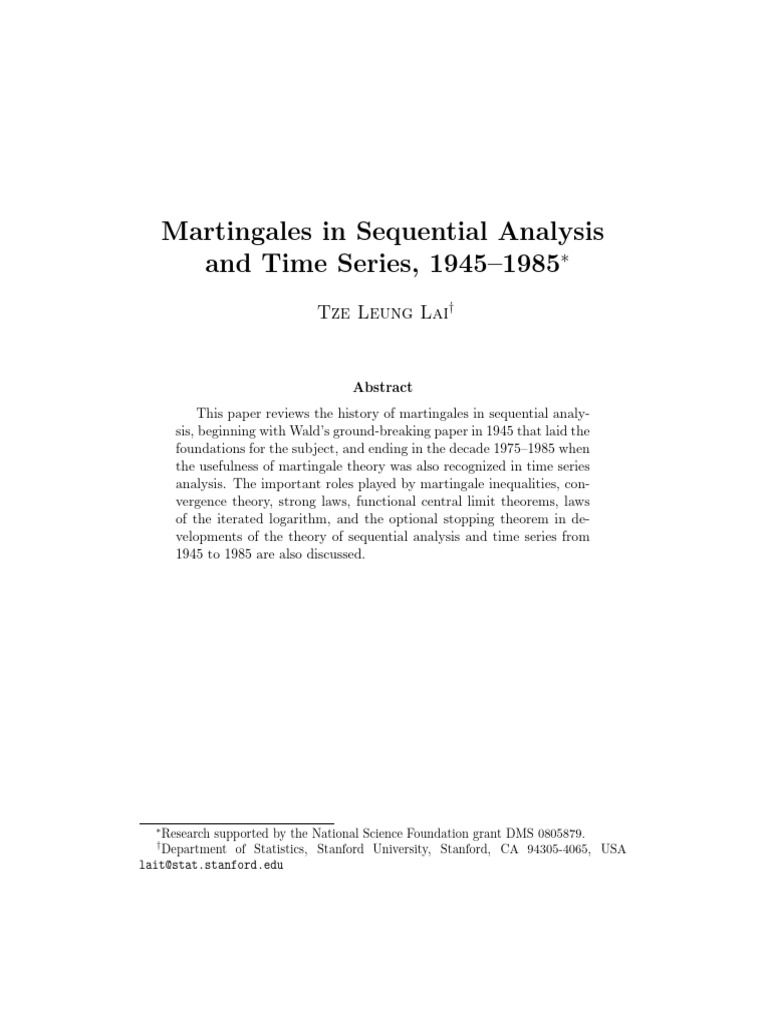 Martingales in Sequential Analysis | PDF | Least Squares | Statistics