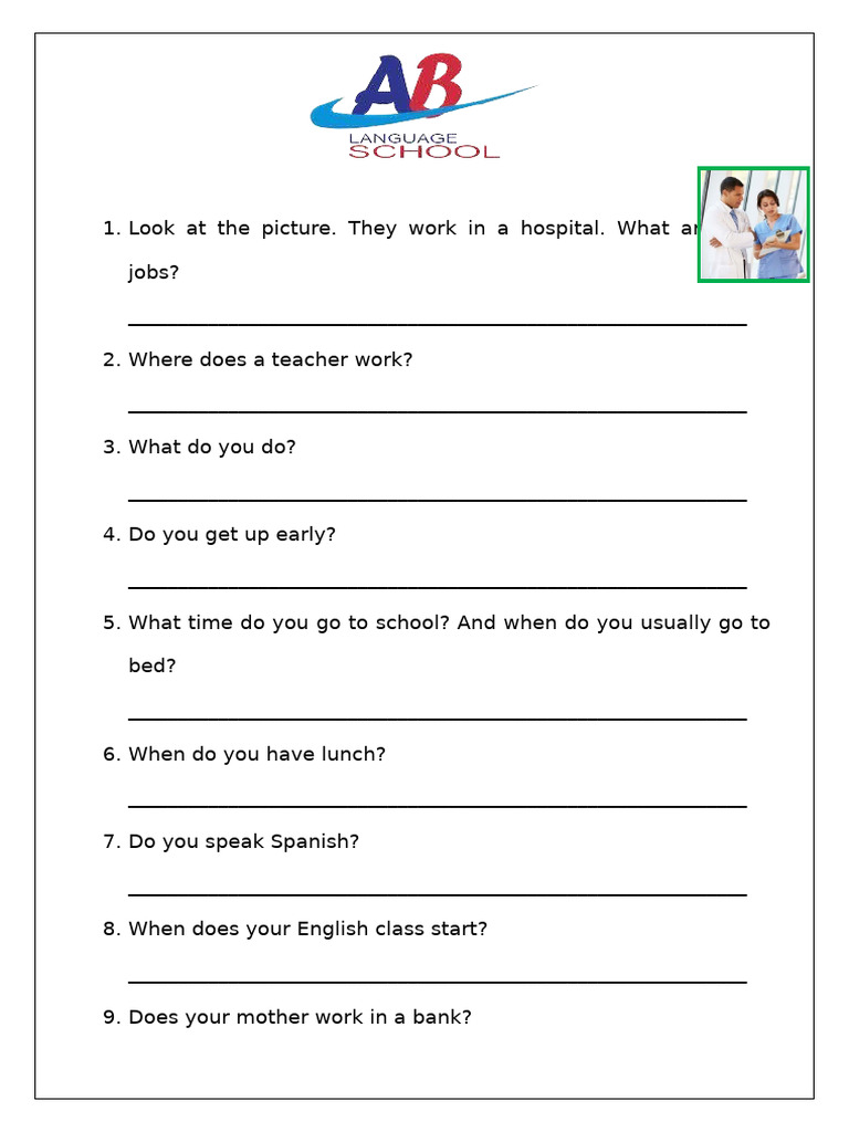 Jobs and Daily Routines Questionnaire | PDF
