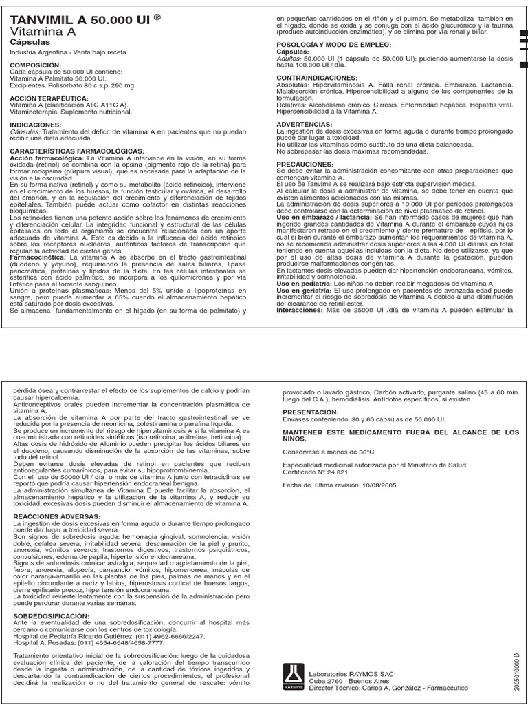 Tanvimil A 50 | PDF | Vitamina a | Vitamina