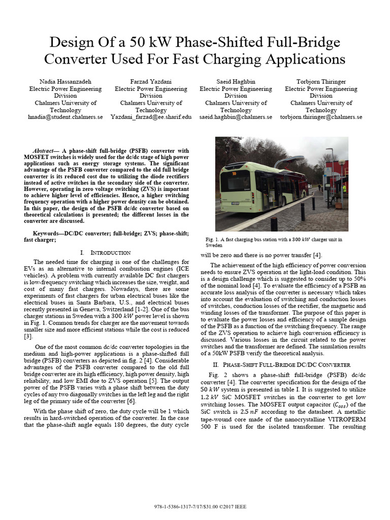 Design of A 50 KW Phase-Shifted Full-Bridge Converter Used For Fast ...