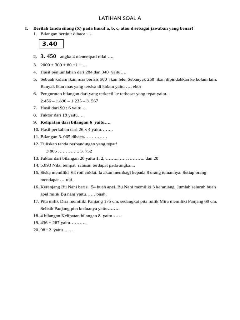 Les Dan Soal MTK PSTS 1 | PDF