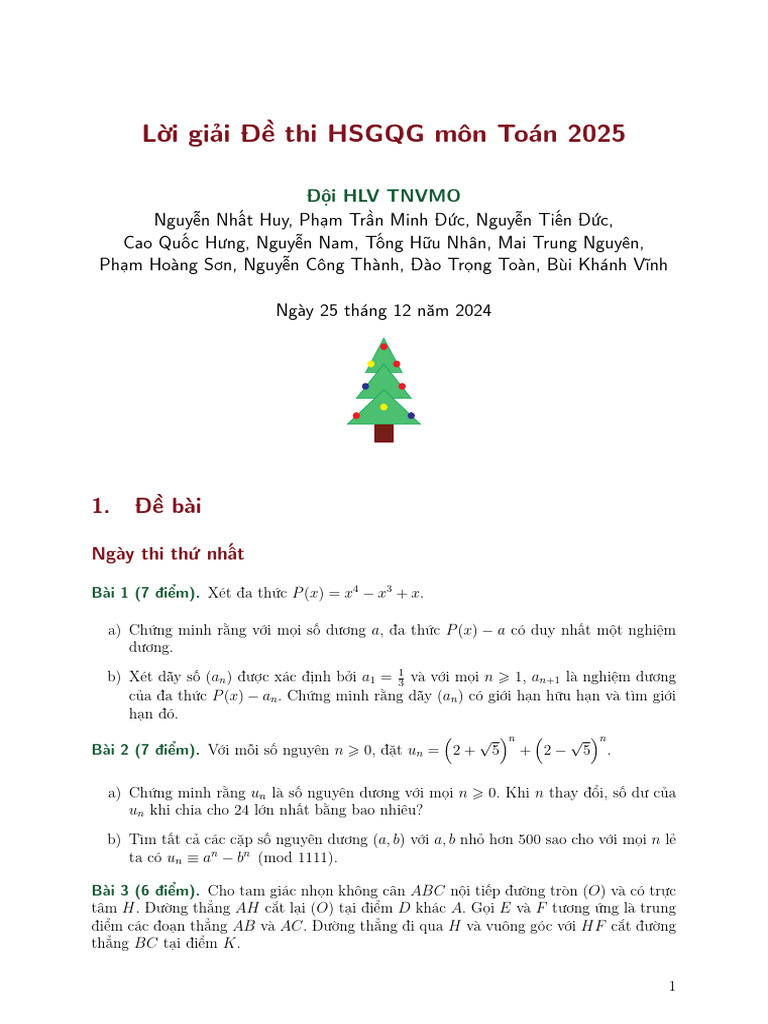 Lời Giải VMO 2025 - Đội Huấn Luyện Viên TNVMO | PDF