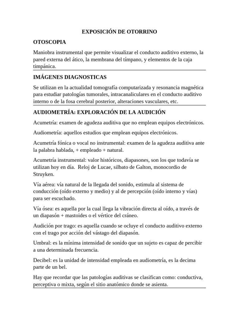 Exposición de Otorrino | PDF | Escuchando | Sistema nervioso