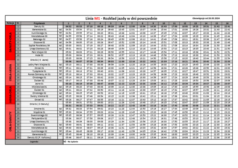 Linia-M1-Rozklad-jazdy-w-dni-powszednie-obowiazuje-od-28.05.2024 | PDF