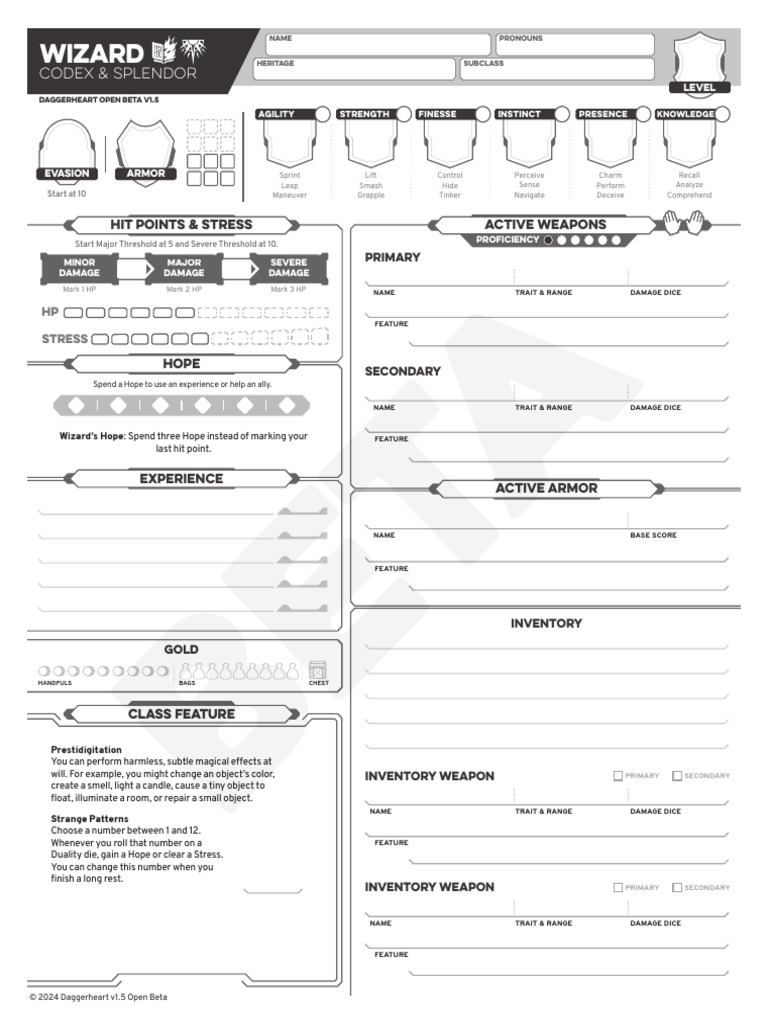 DH Wizard Sheet | PDF