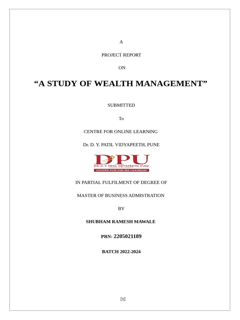 A Study of Wealth Management (MBA FINAL PROJECT) | PDF | Marketing ...