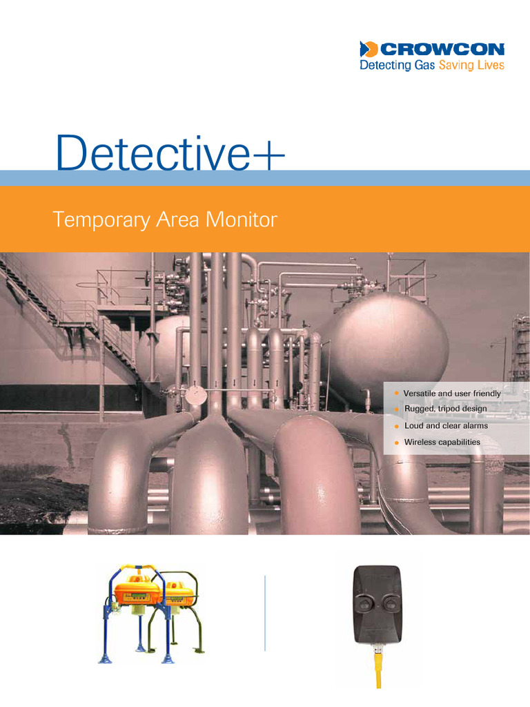 Crowcon Detective Plus Area Gas Monitor Datasheet | PDF | Gases | Chemical Substances