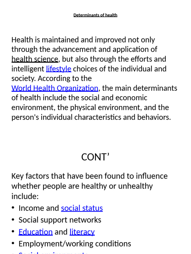EDCI 212 Lecture 2 - Determinants of Health & Human Factors | PDF ...