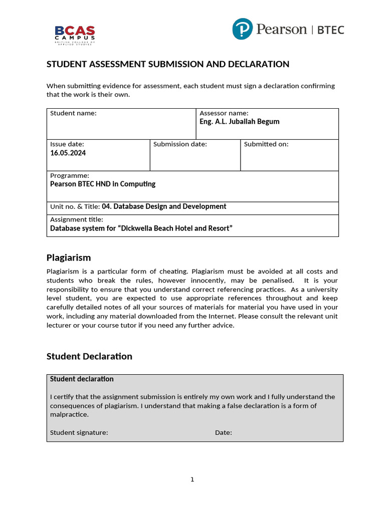 DDD - Assignment Brief - Batch - 22 - Amended | PDF | Relational Database | Microsoft Sql Server
