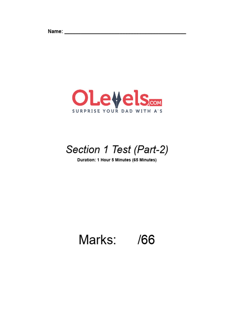 Section 1 Test (Part-2) QP | PDF