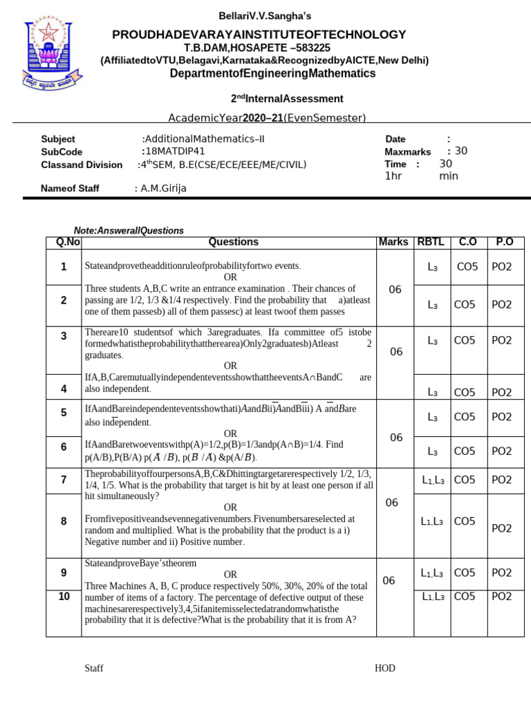 2020-21 Dip Math Second - IA | PDF | Mathematics