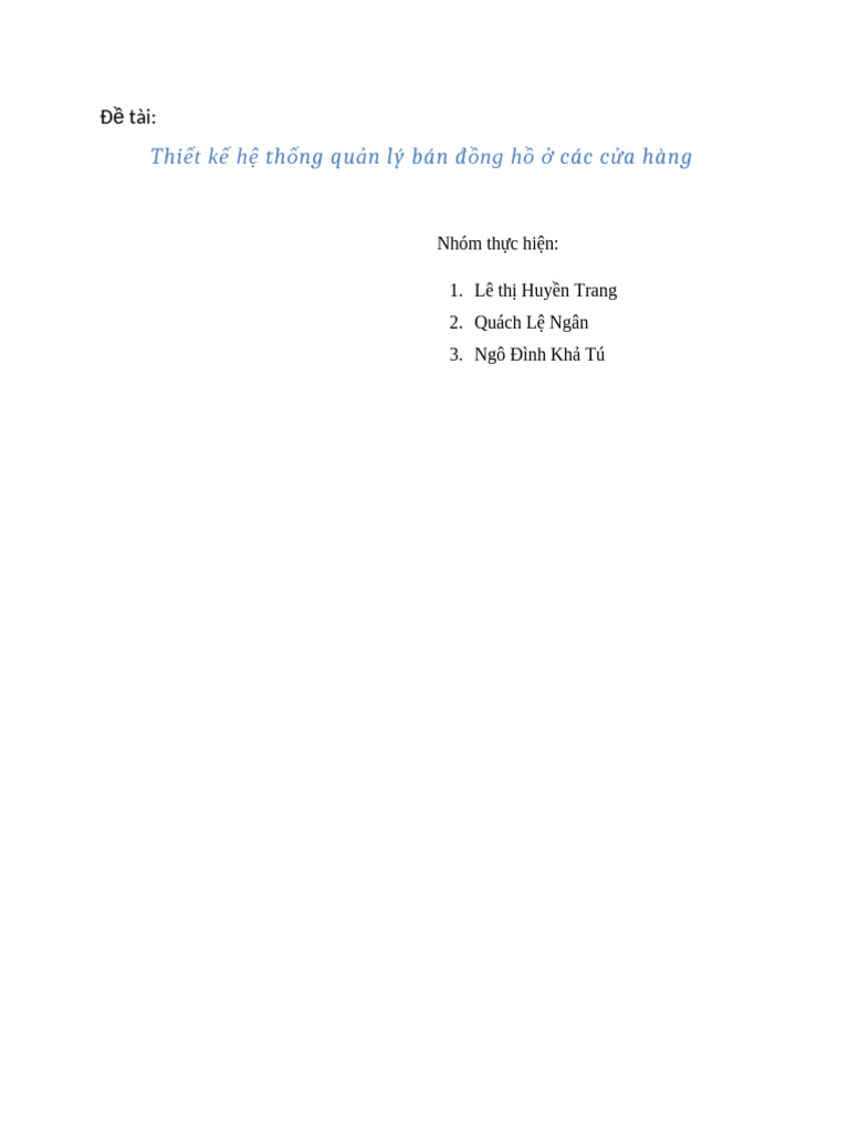 123doc Thiet Ke He Thong Quan Ly Ban Dong Ho o Cac Cua Hang | PDF