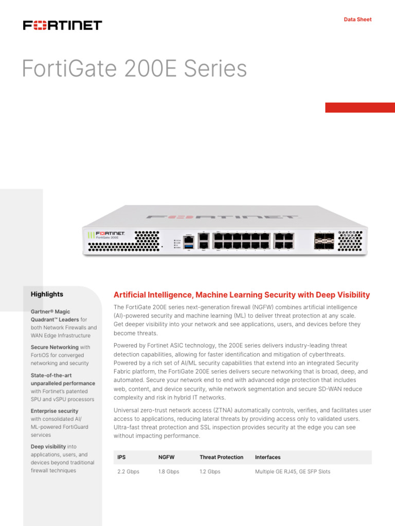 FortiGate 200E Series | PDF | Security | Computer Security