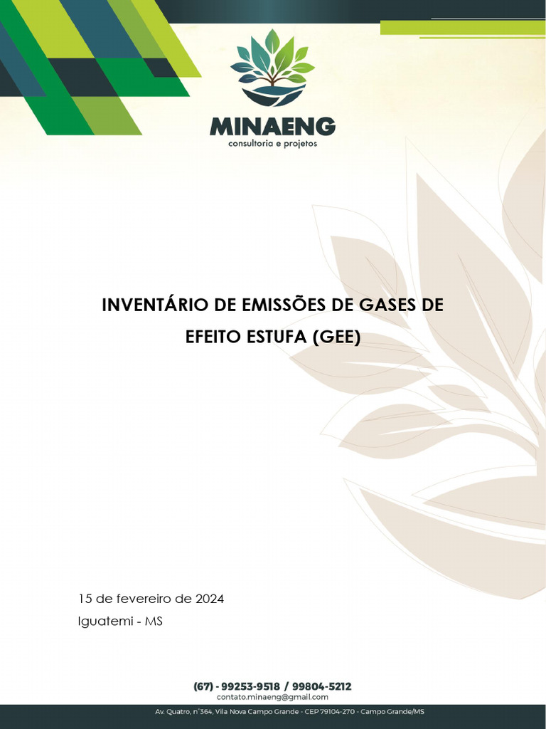 Inventário de Emissões de GEE | PDF | Gás de efeito estufa ...