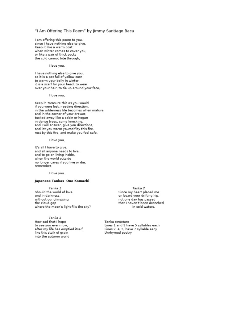 I Am Offering This Poem | PDF