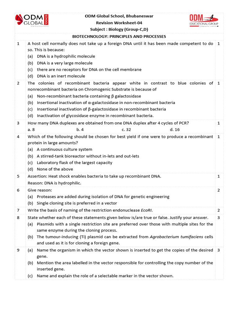 XII-Biology-04-BIOTECHNOLOGY - PRINCIPLES AND PROCESSES | PDF | Rna ...