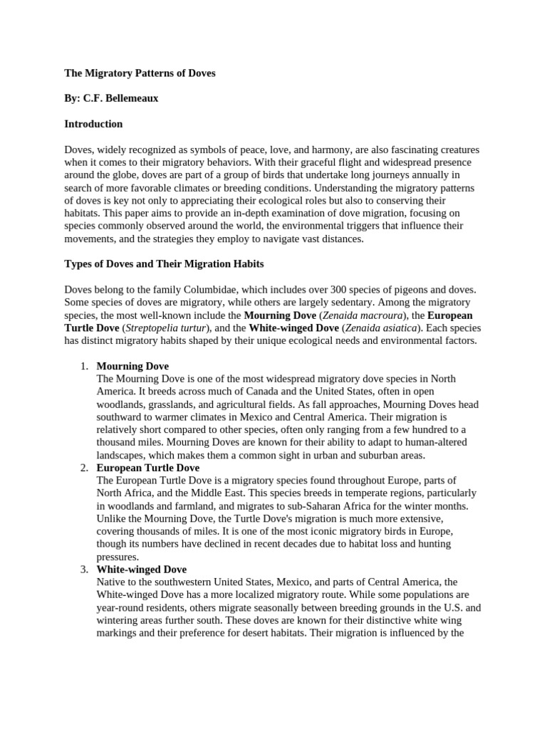 Dove Migration Patterns Explained | PDF | Bird Migration | Columbidae