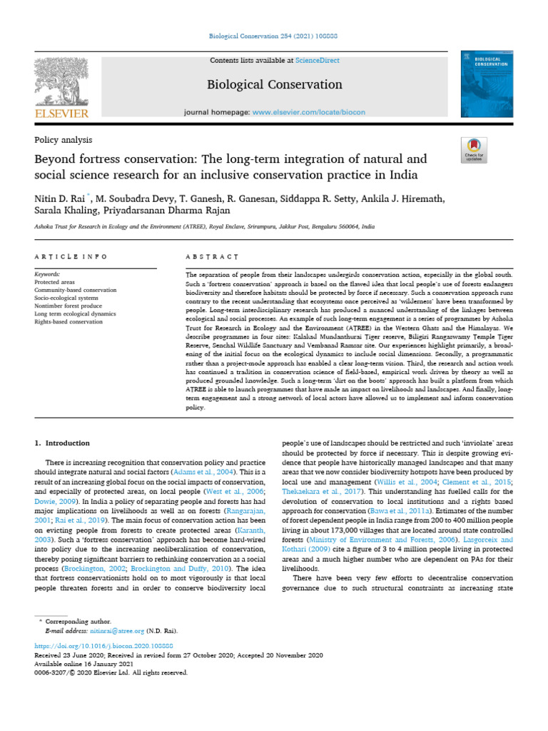 Beyond Fortress Conservation The Long-Term Integration of Natural and ...