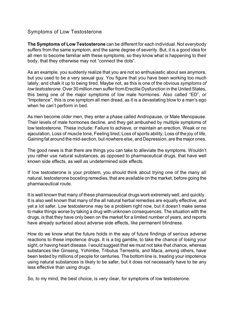 Symptoms of Low Testosterone | PDF | Medical Specialties | Clinical ...