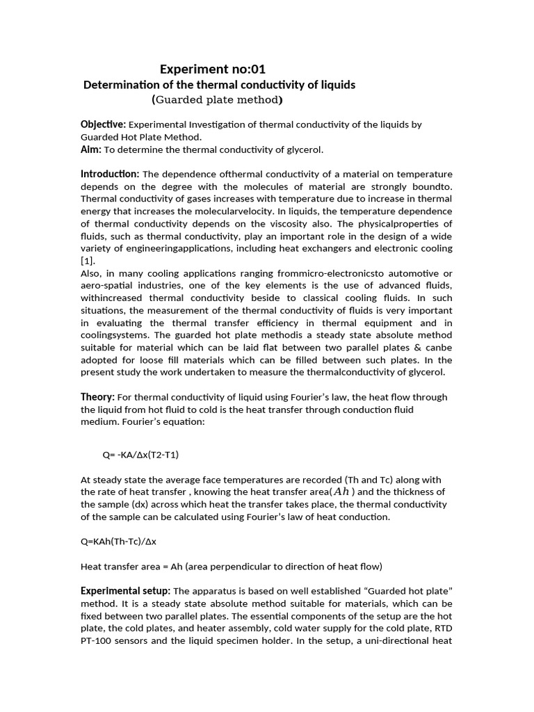 Experiment no.docx Hot lab | PDF | Heat Transfer | Thermal Conduction