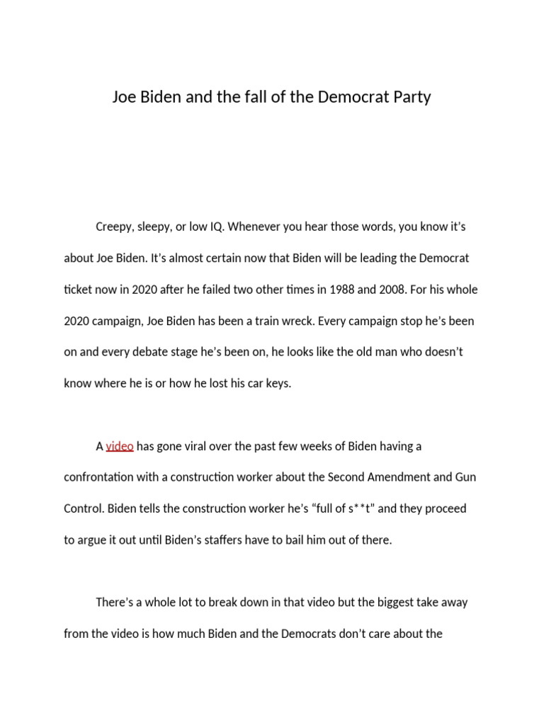 Joe Biden and The Fall of The Democrat Party | PDF | Joe Biden ...