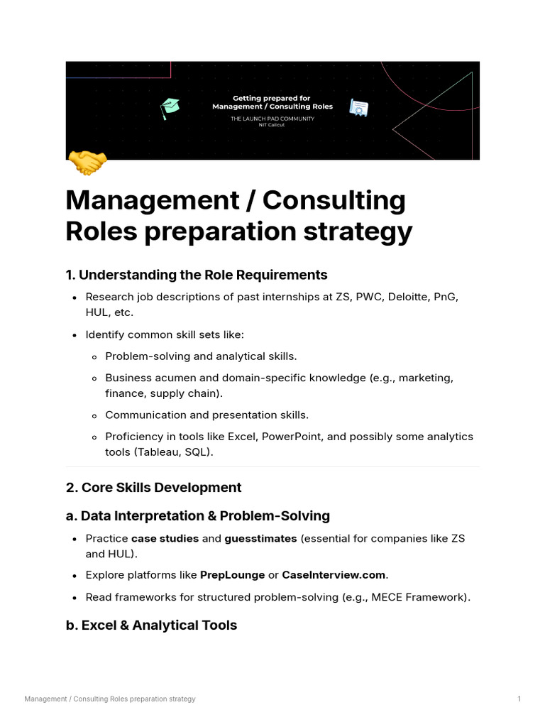 Management Consulting Roles Preparation Strategy | PDF | Marketing ...