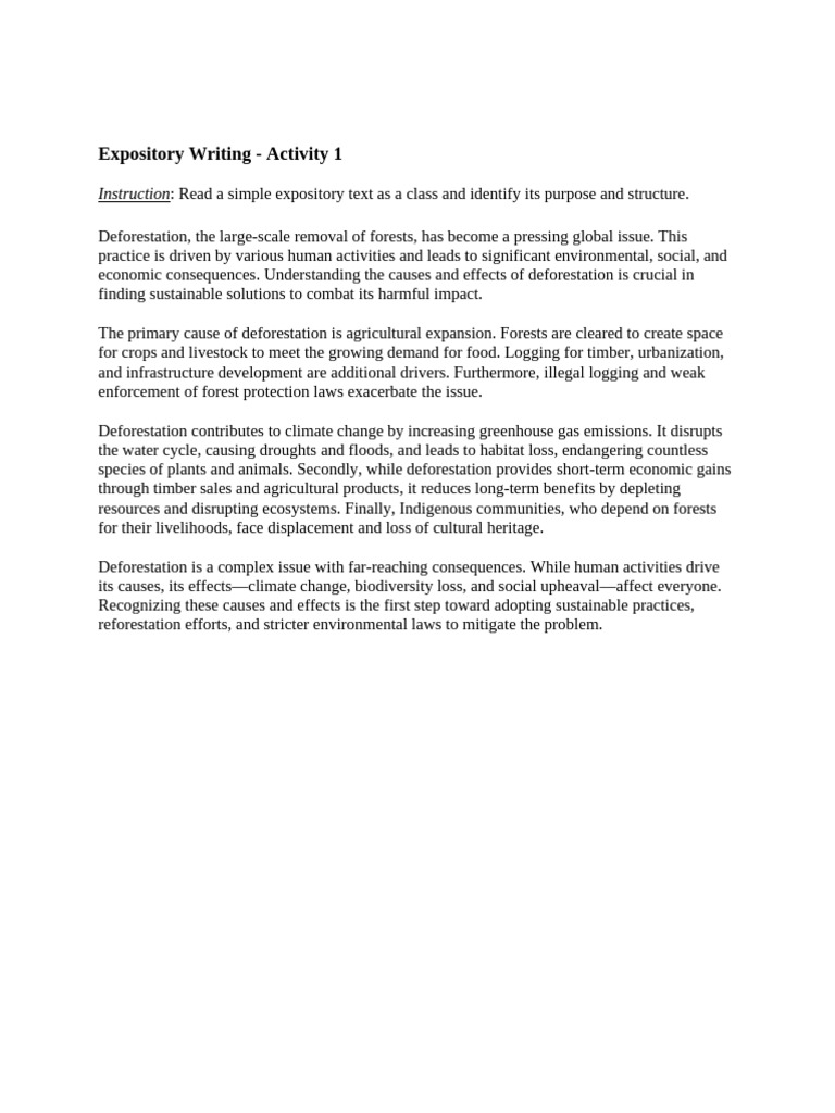 Expository Writing Activity 1 | PDF