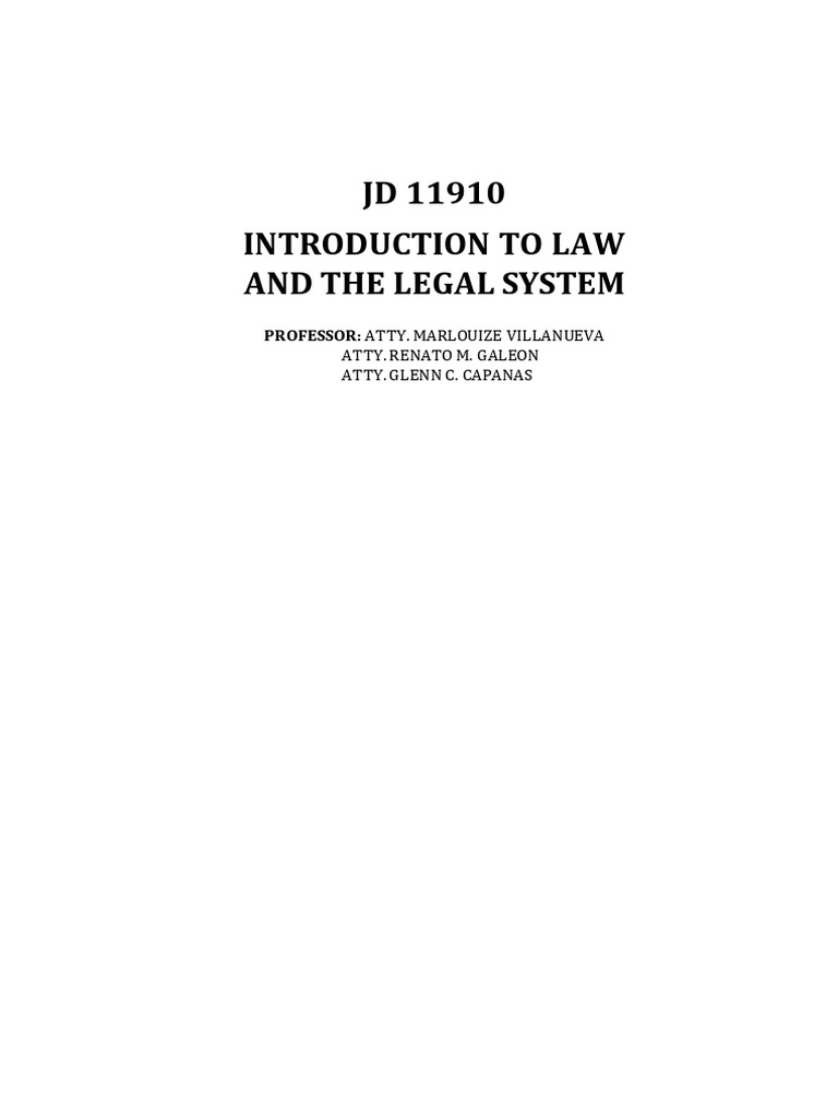 Introduction To Law: Lecture Notes | PDF | Jurisprudence | Natural Law