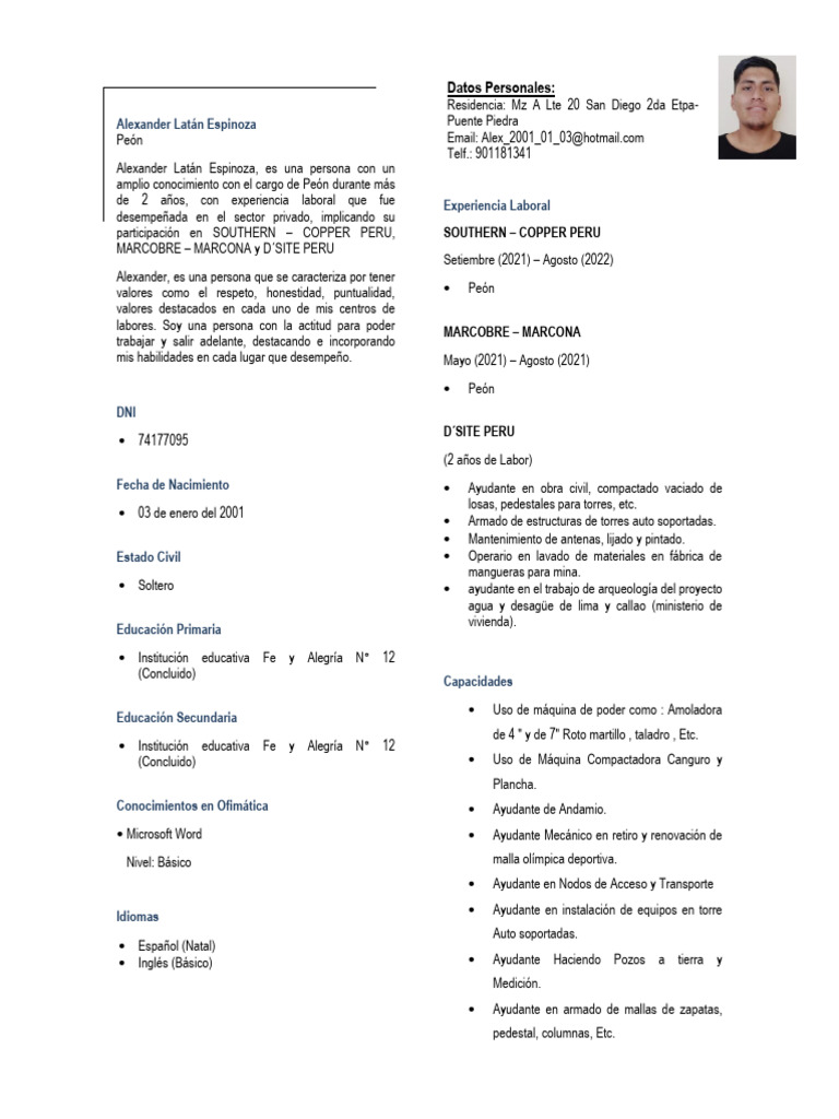 CV - ALEX LATAN ESPINOZA ?? | PDF