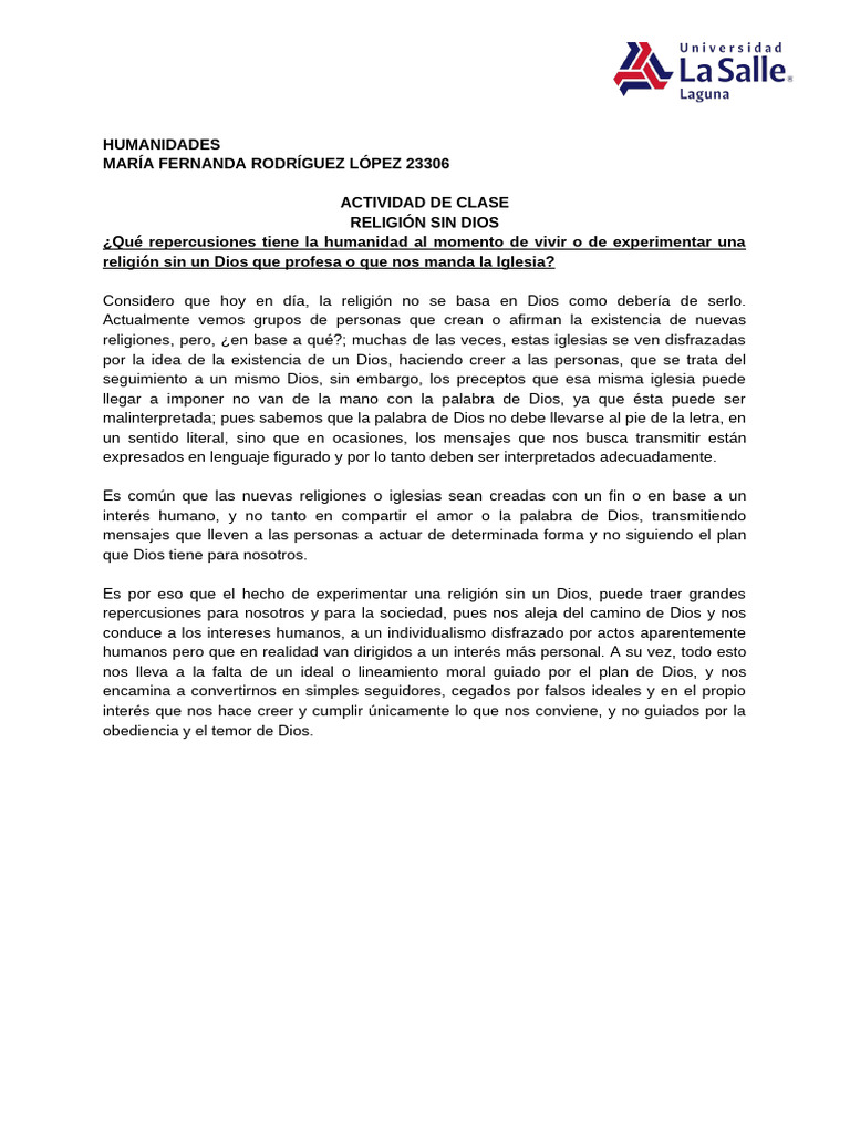 Repercusiones De Religión Sin Dios Pdf