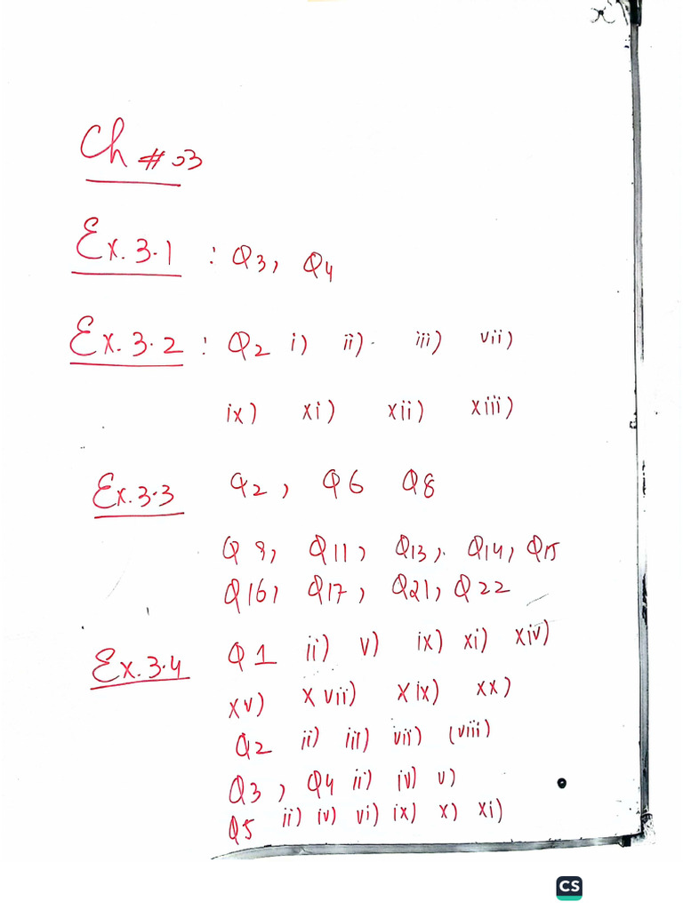 chp 03 maths important questions | PDF