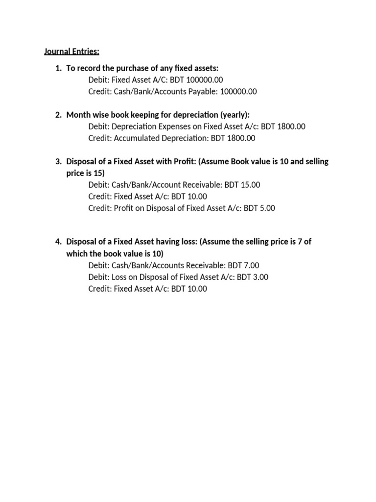 Fixed Asset Accounting Journal Entries | PDF
