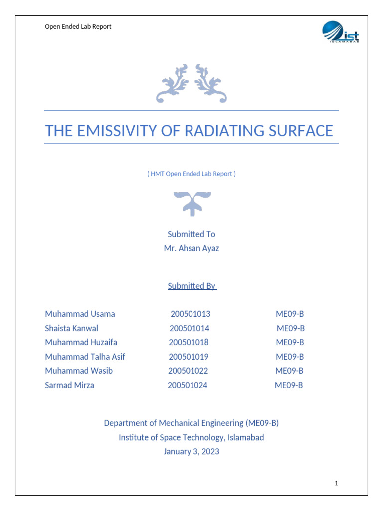 HMT Open Ended Lab 2 Group 2 | PDF | Electromagnetic Radiation | Metrology